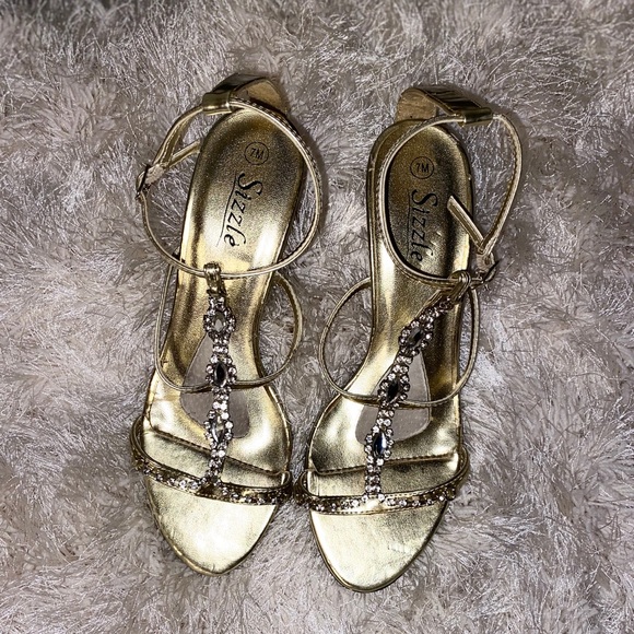 Sizzle | Shoes | Gold Rhinestones Heels | Poshmark